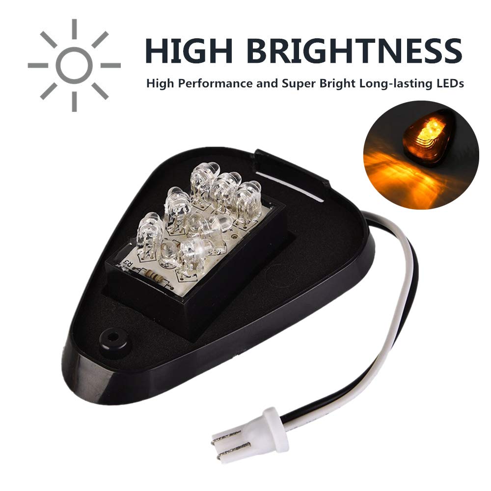 Snapklik.com : 5 X Cab Marker Light, Smoke Lens Amber LED Cab Roof ...