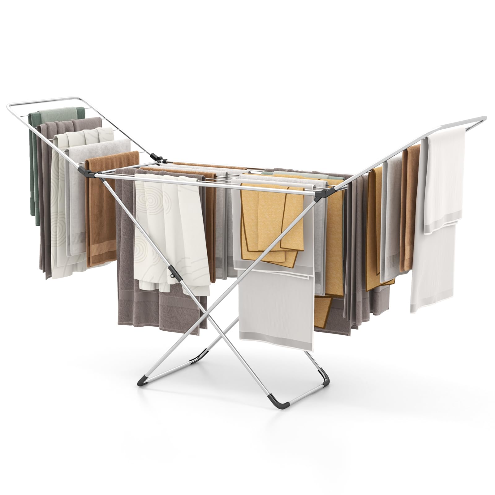 Amazon.com: Tangkula Folding Clothes Drying Rack, Lightweight Aluminum ...