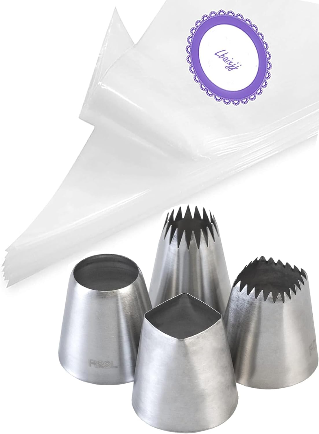 Amazon.com: Big Piping Tips and Bags,Eclair Macaron Icing Tips with 18 ...