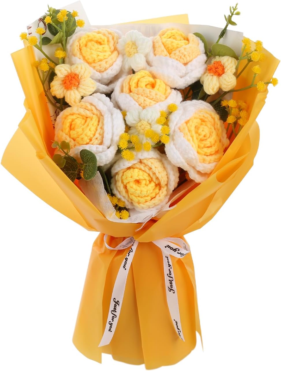 Amazon.com: Crochet Flower Bouquet, 6 Handmade Crochet Flowers ...