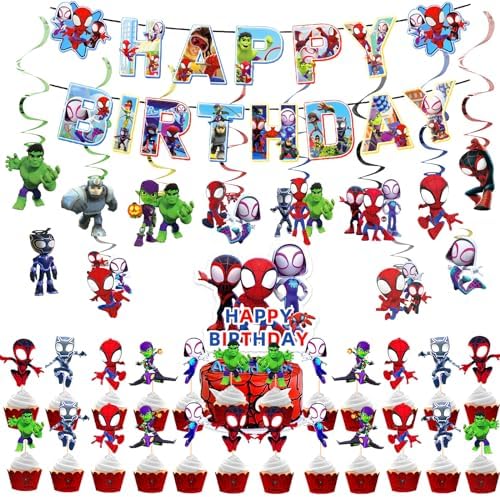 Amazon.com: 50Pcs Superhero Birthday Party Decoration Supplies Set ...