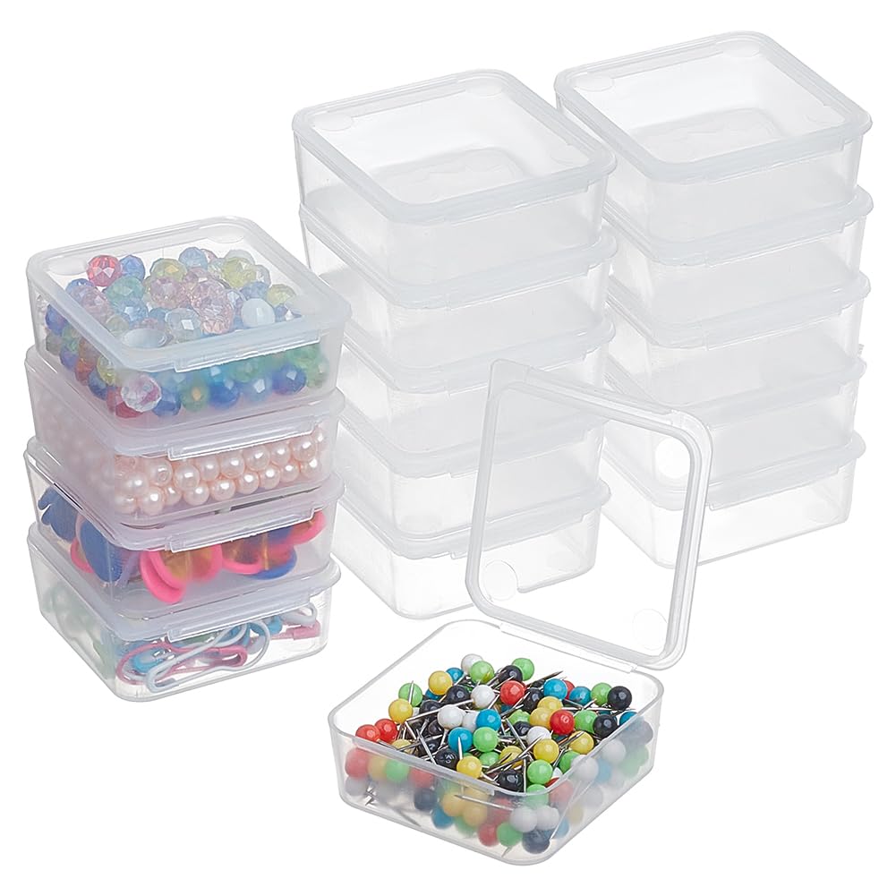 Amazon.com: BENECREAT 24 Pack Square Frosted Clear Plastic Bead Storage ...