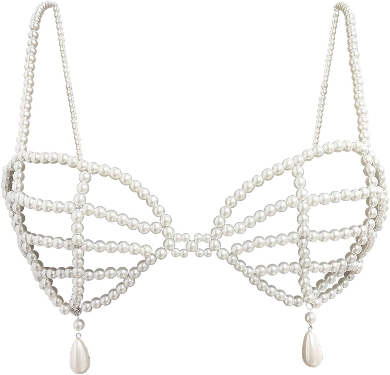 Amazon.com: Women Pearl Beaded Body Chain Sexy Jewelry Bikini Bralette ...