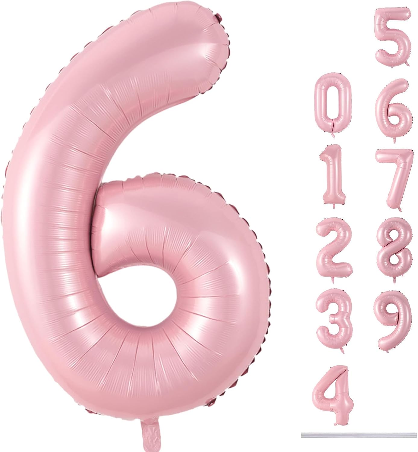 Amazon.com: Pastel Pink Number 6 Balloons, 40 In Large Light Pink ...