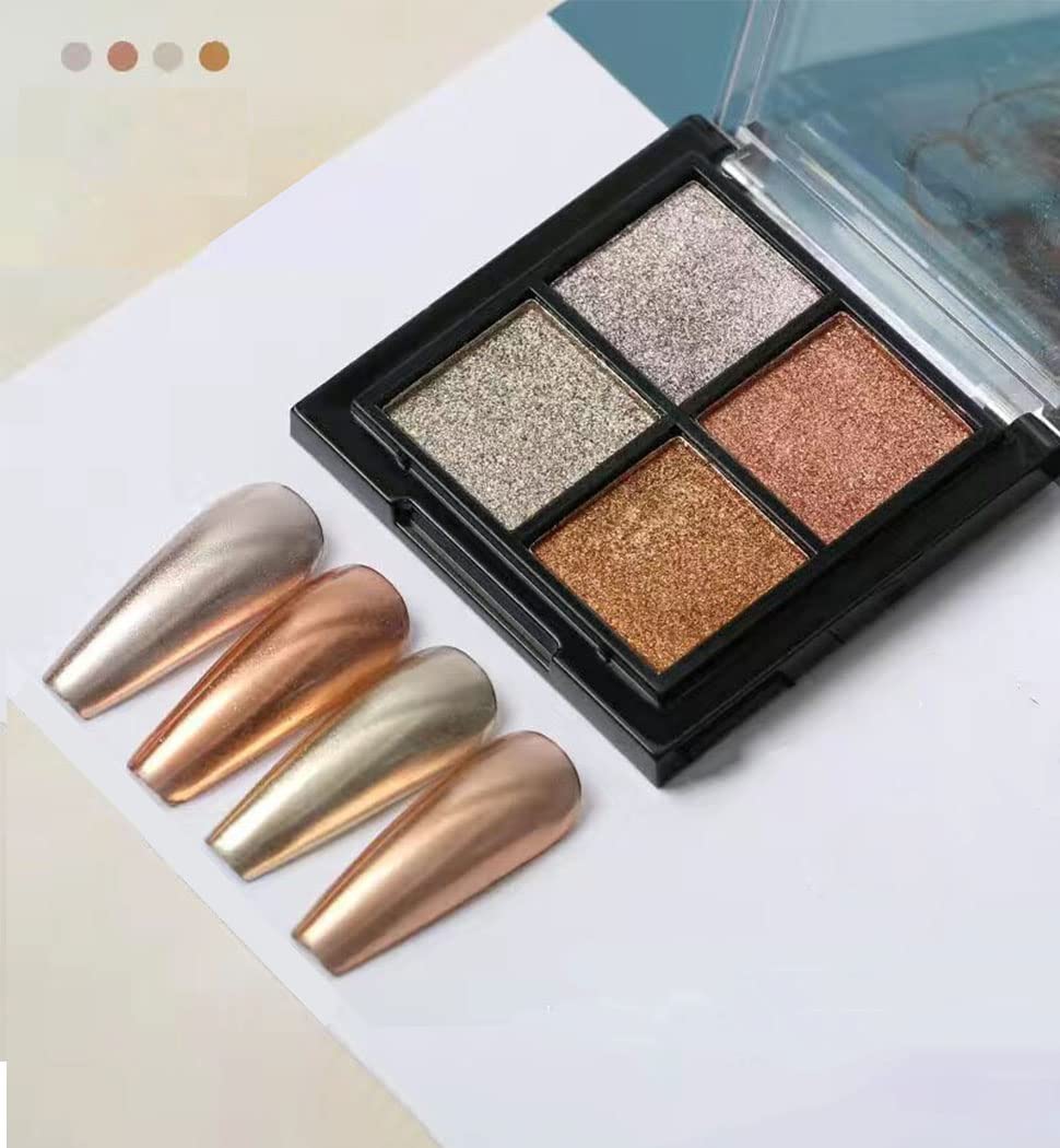 Amazon.com : 4 Color Solid State Chrome Nail Powder - Shiny and Non ...