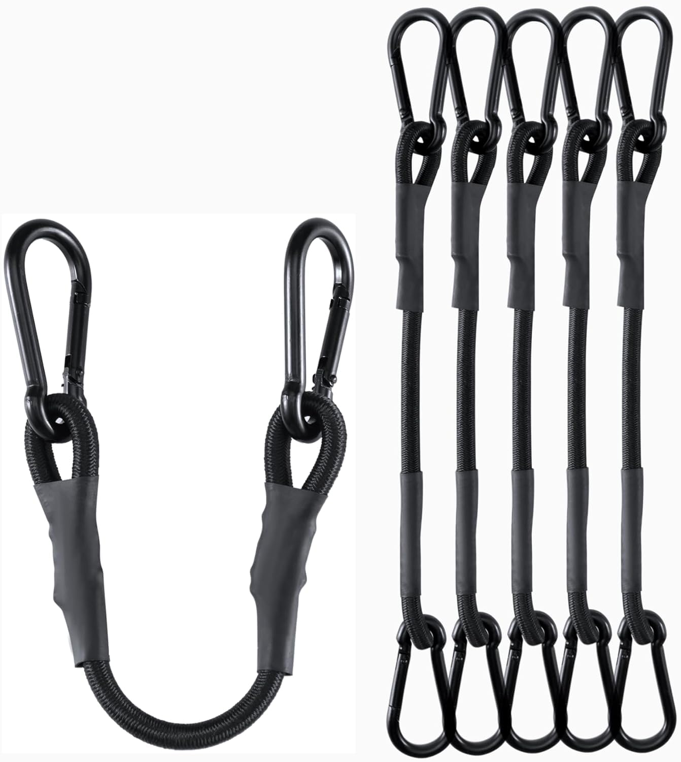 3 Inch Short Small Bungee Cords with Carabiner Hooks, 8 Pcs Black Mini ...