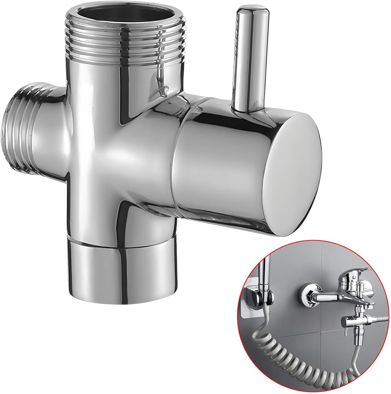 3-Way Shower arm Diverter Valve 1/2 inch, Brass Shower Head Splitter 3 ...