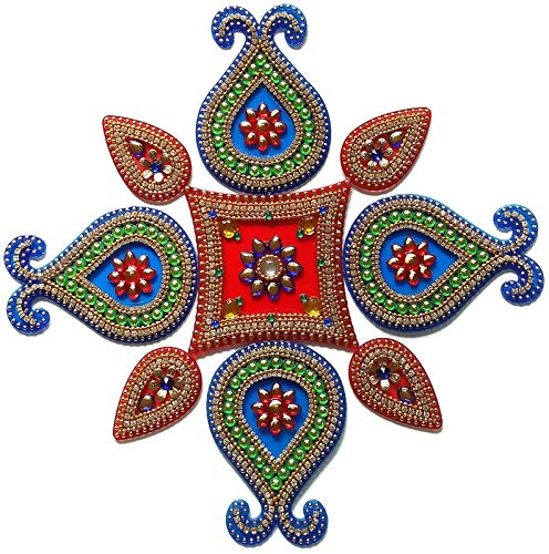 Buy Benari – Matka with Drop Kundan Rangoli Handcrafted Floor ...