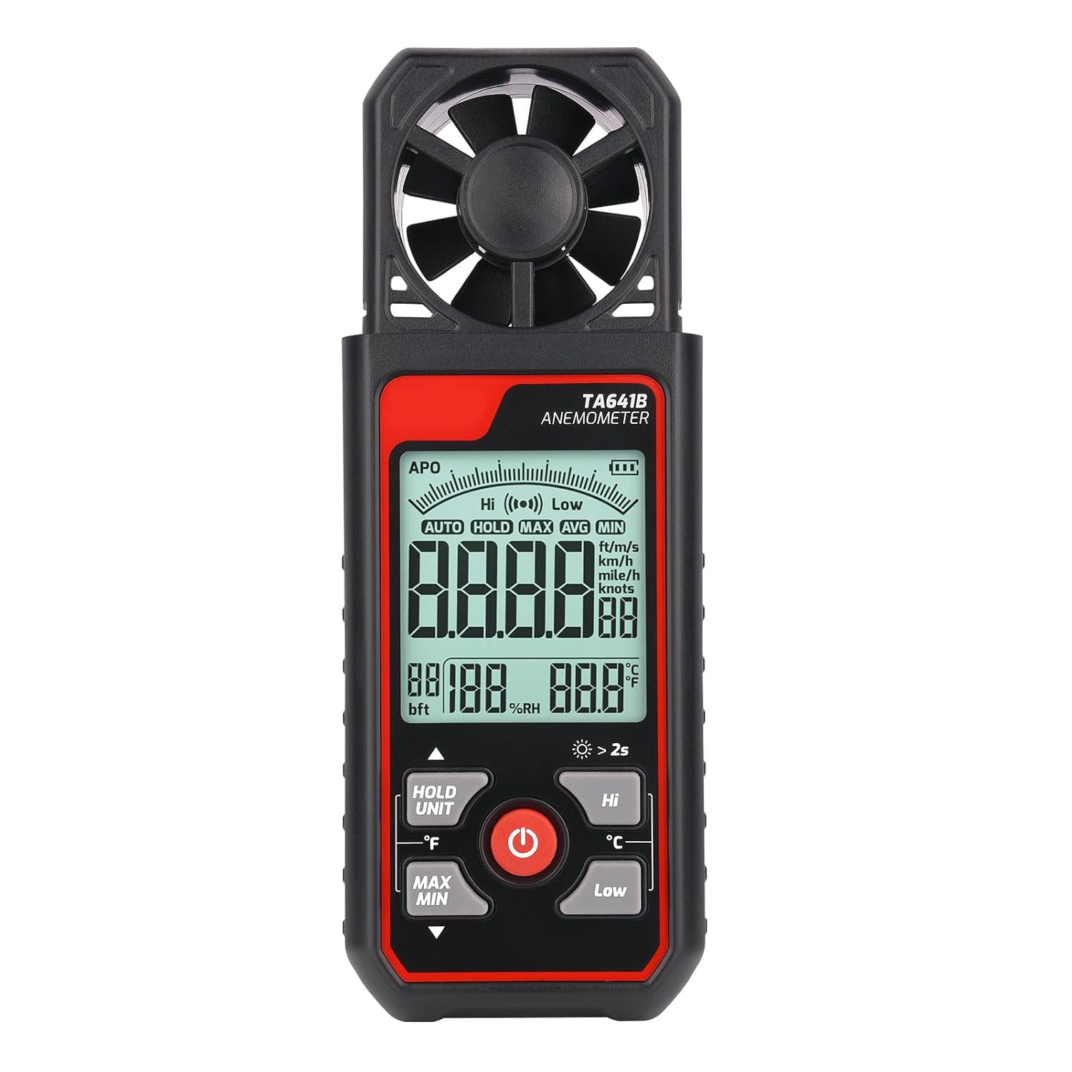 Digital Anemometer Handheld Wind Speed Gauge Meter Anemometro Windmeter WindChills LCD Display ...
