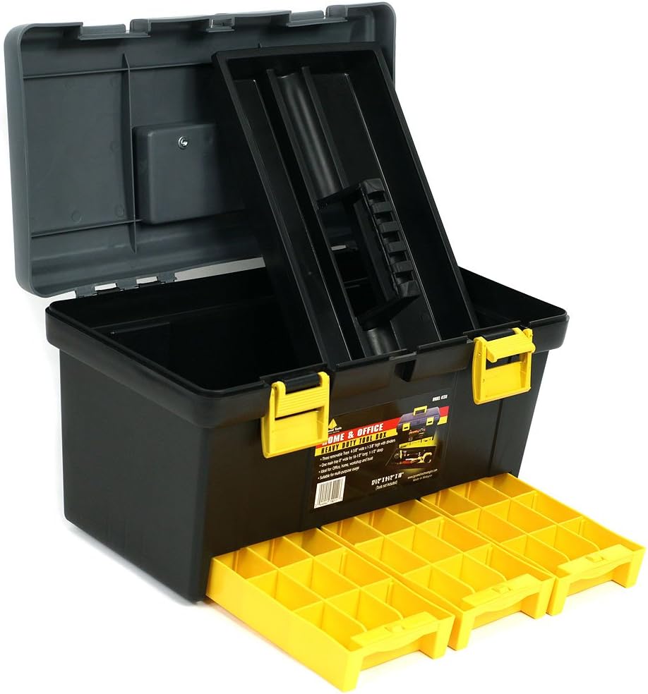 Trademark Tools 75-41318 Heavy Duty Home and Office Tool Box with Three ...