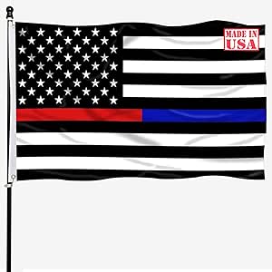 Amazon.com : tnpun Thin Red Blue Line Flag 3x5 Embroidered Police and ...