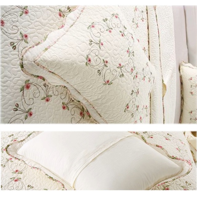 Embroidered Flower Bedspread Amelia Embroidered Cotton Quilted ...