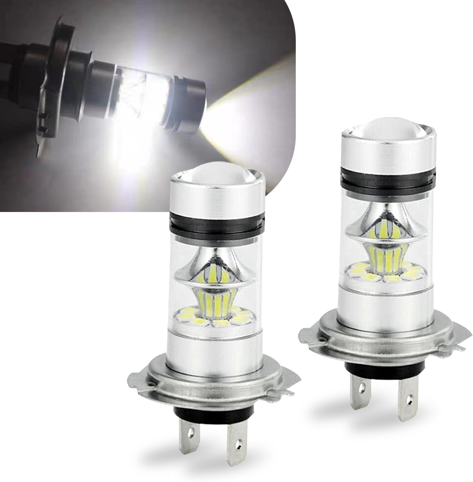 Amazon.com: Gseigvee 2 PCS Car H7 LED Fog Light Bulb, 20LED 100W High ...