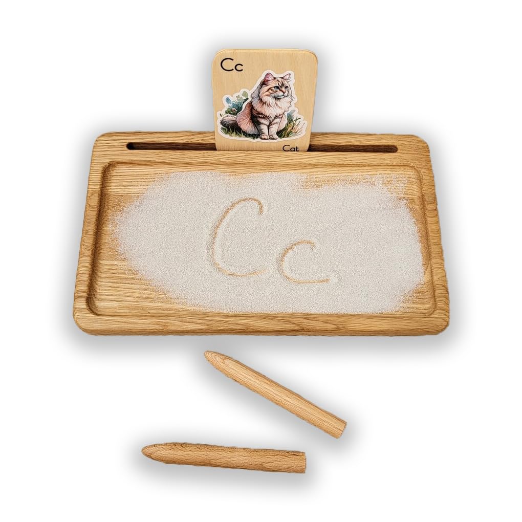 Amazon.com: Montessori learning sand tray wood sensory tray card holder ...