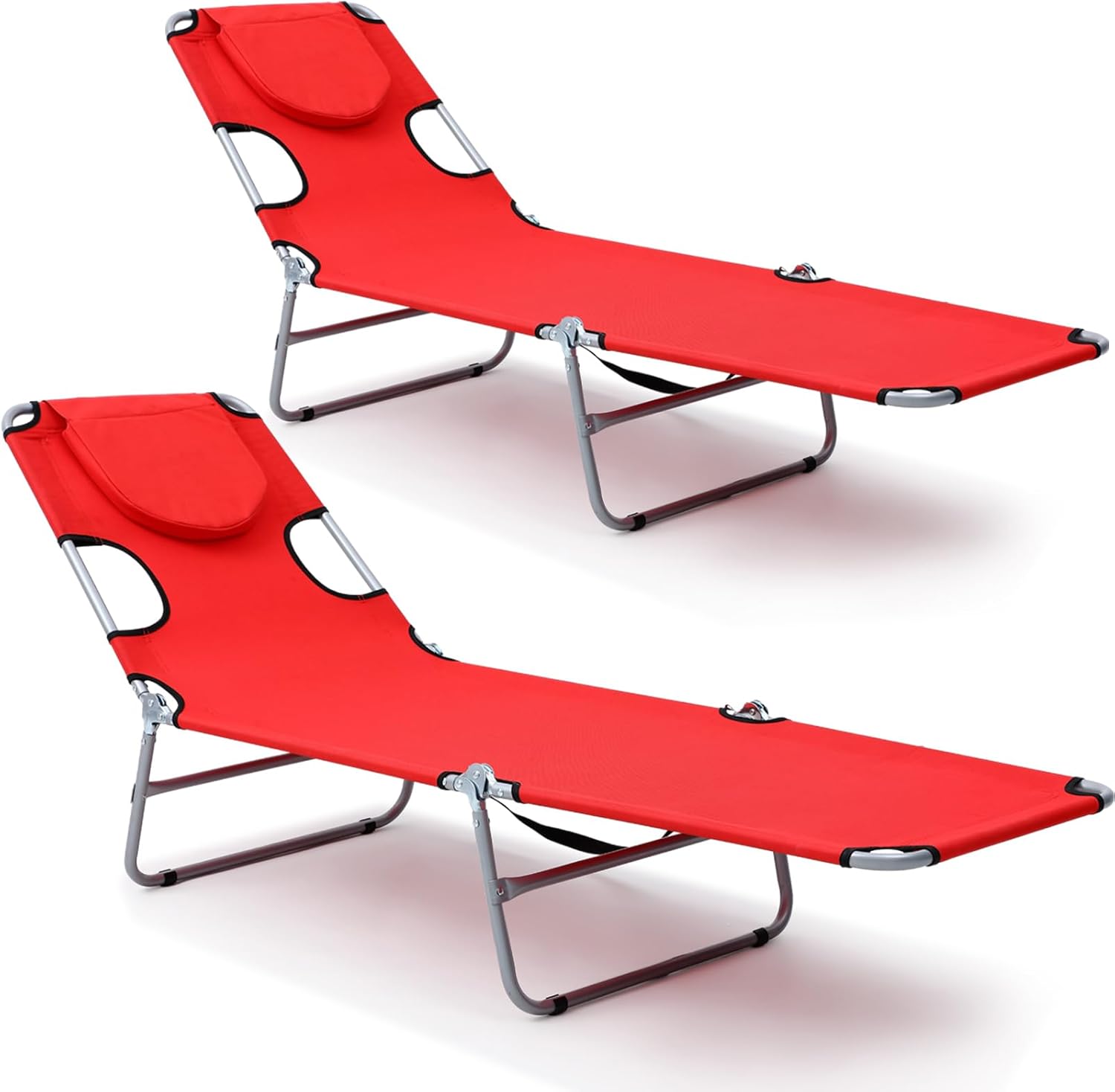 Amazon.com : Barydat 2 Pack Folding Beach Lounge Chairs, Outside ...