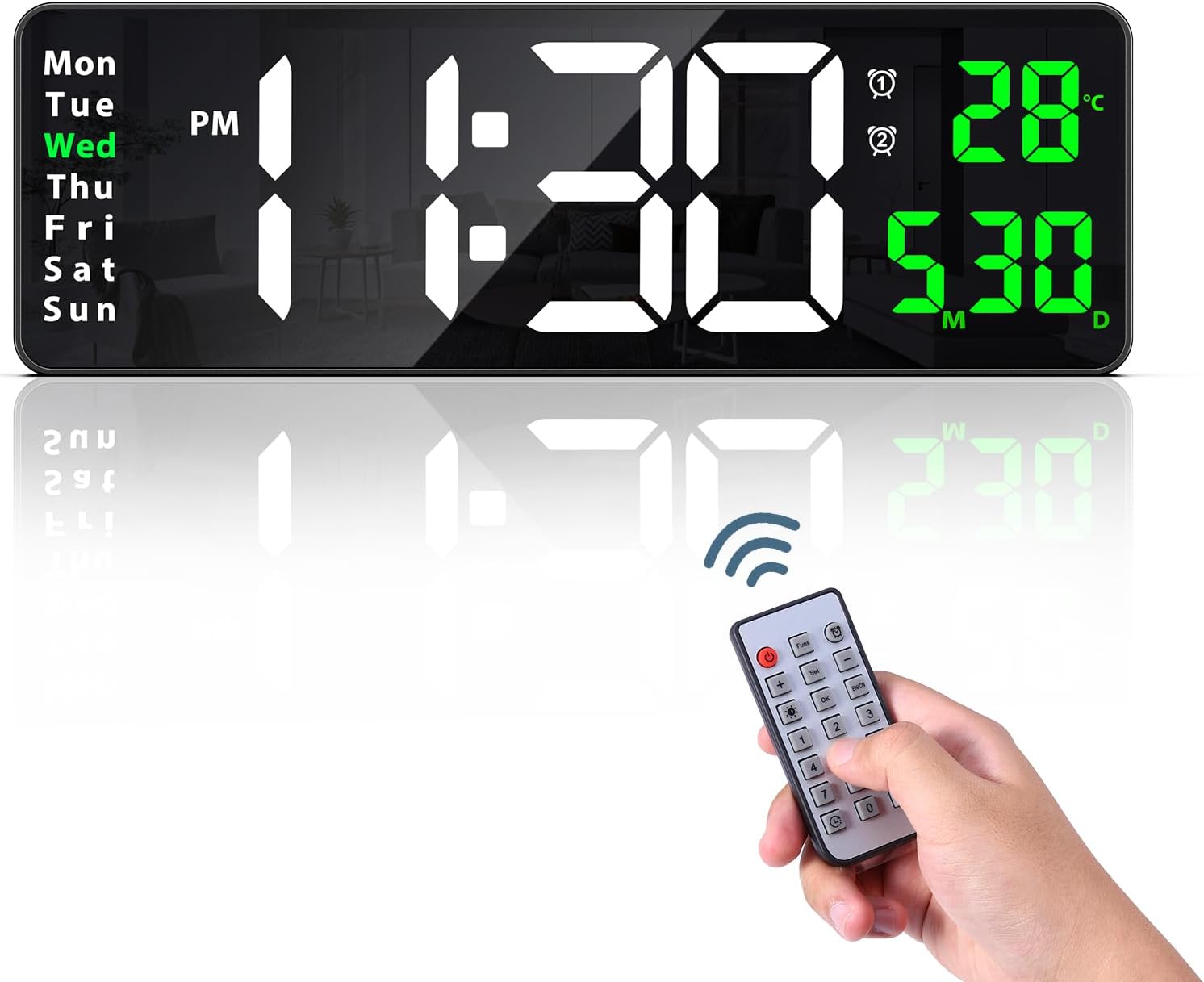 Ankilo Newest 16'' Digital Wall Clock with Remote Control, Large ...