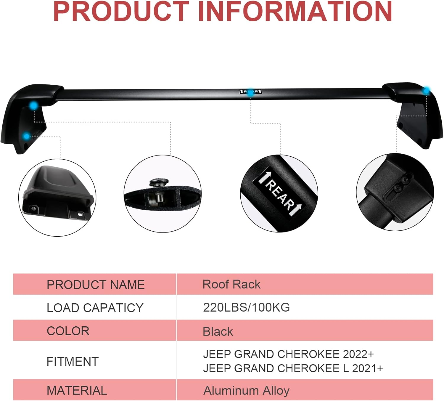 Buy Heavy Duty 220lbs Roof Rack Cross Bars Fit for Jeep Grand Cherokee ...