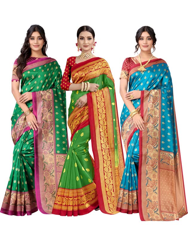 Satrani Women's Knit Silk Blend Saree (2431S852N_1694S126N_2431S853N ...