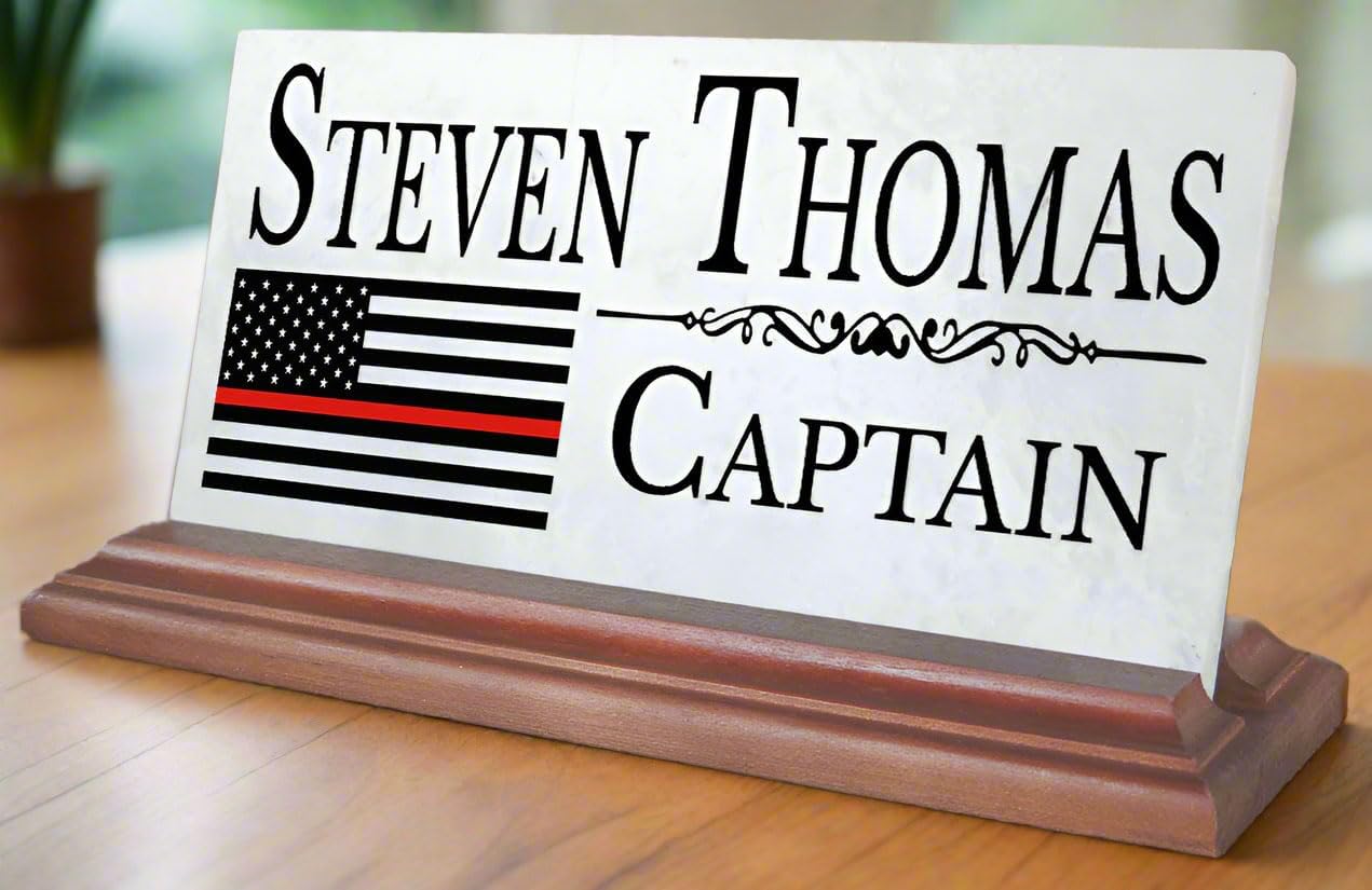 Amazon.com: Firefighter Desk Name Plate Gift Custom Personalized Office ...