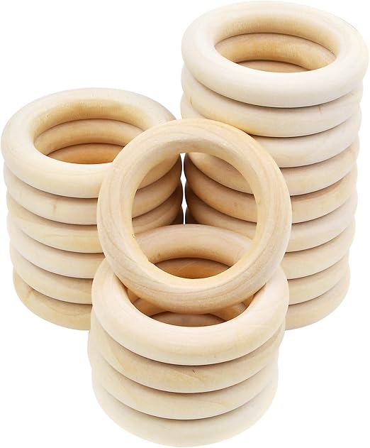 Amazon.com: BronaGrand 20 Pieces Wooden Rings Natural Unfinished Solid ...