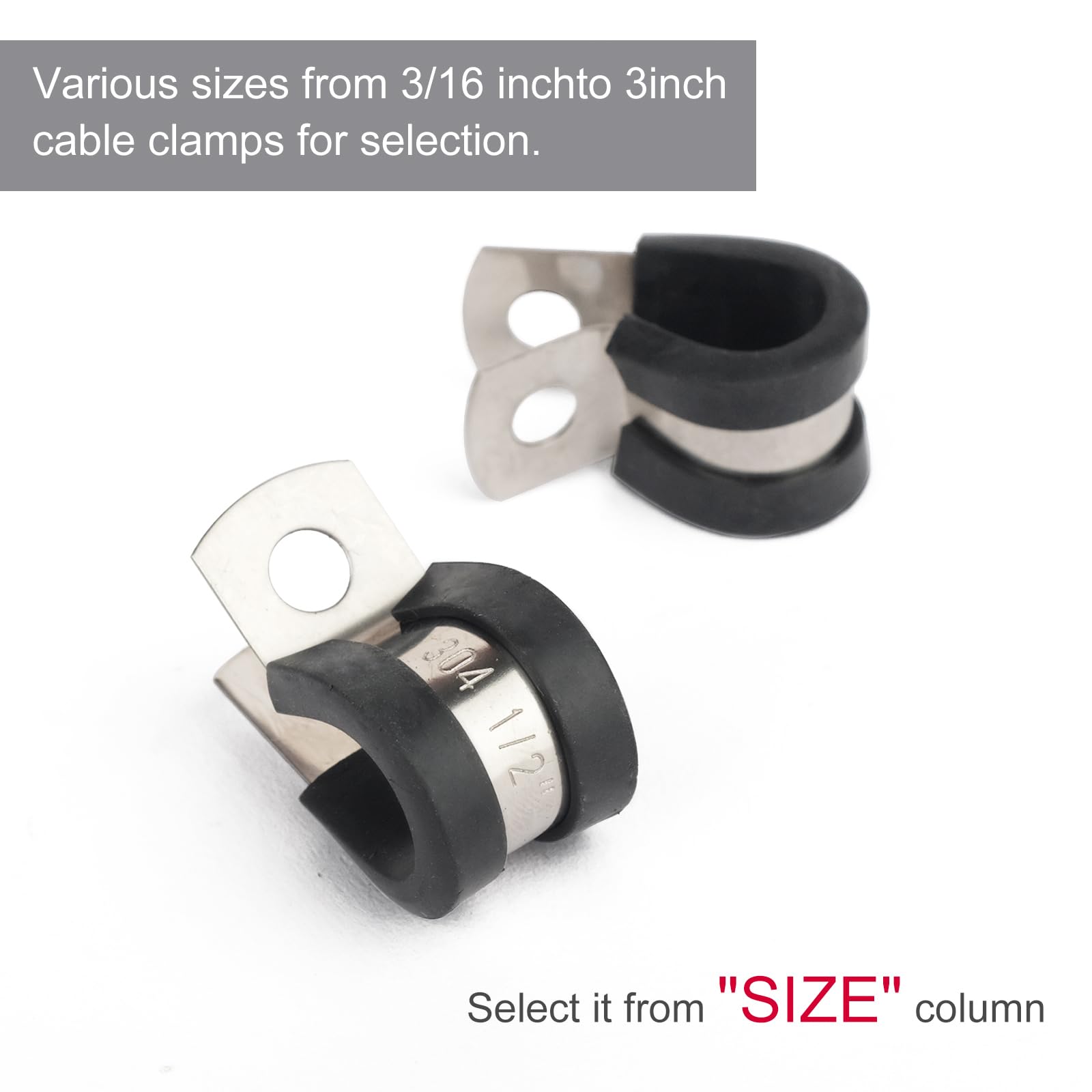 Snapklik.com : 24 PCS 1/2 Inch Stainless Steel Cable Clamps, Rubber ...