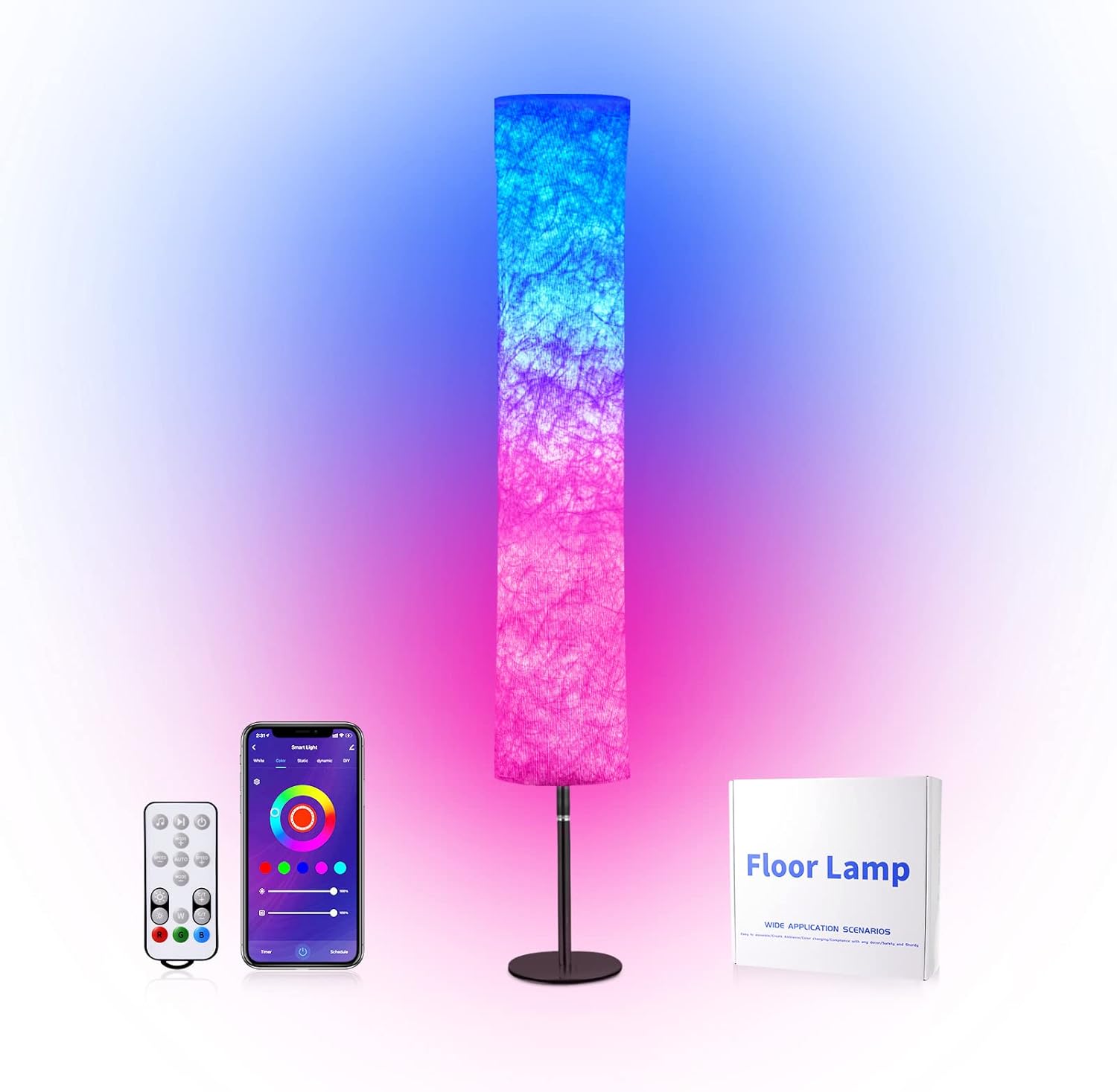 TPMAFF Floor Lamp, 59"/150 Cm Tall Corner Light,Music Sync Dimmable RGB ...