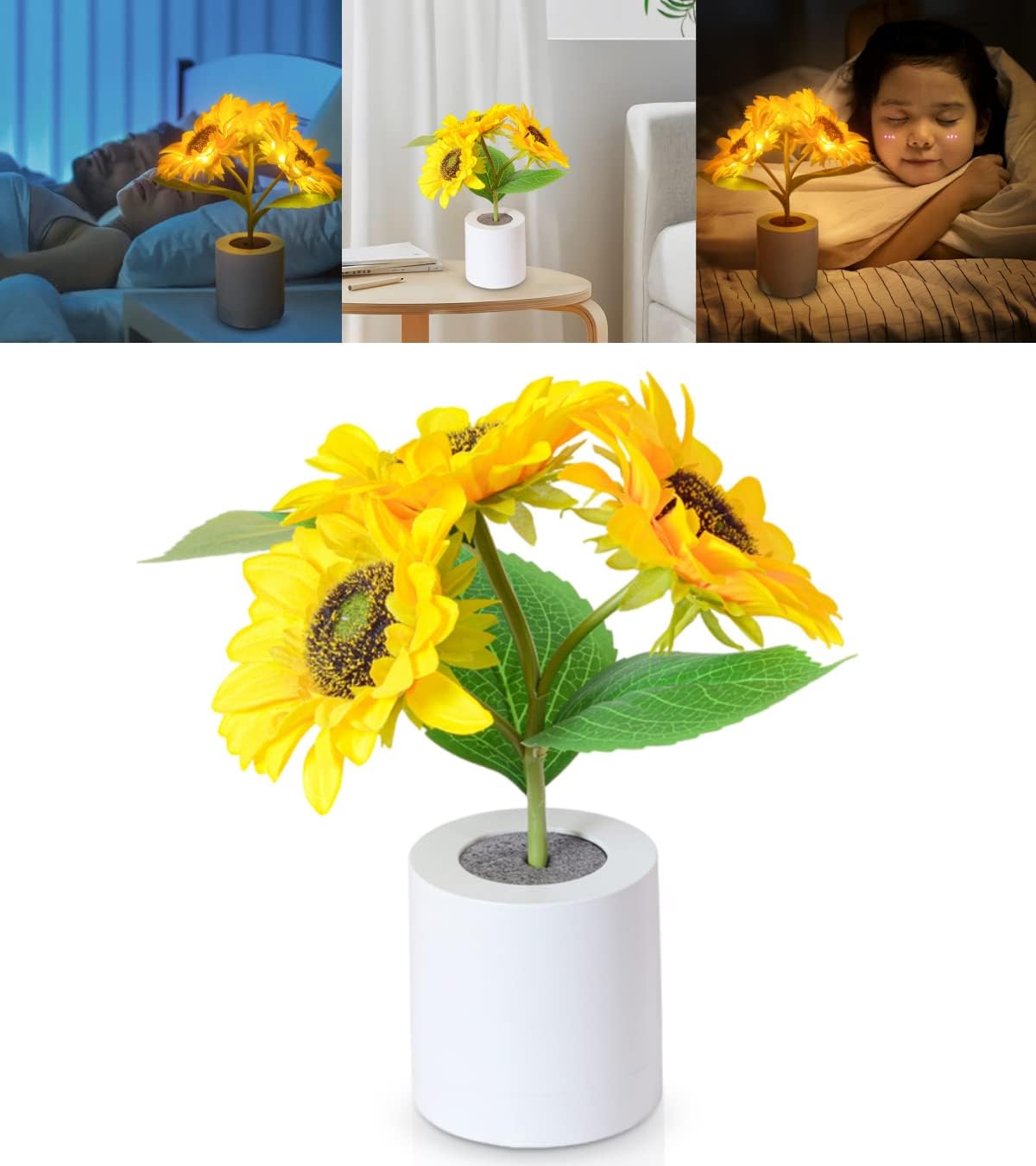 soputry Sunflower Lamp, Rechargeable Sunflower LED Night Lamp ...