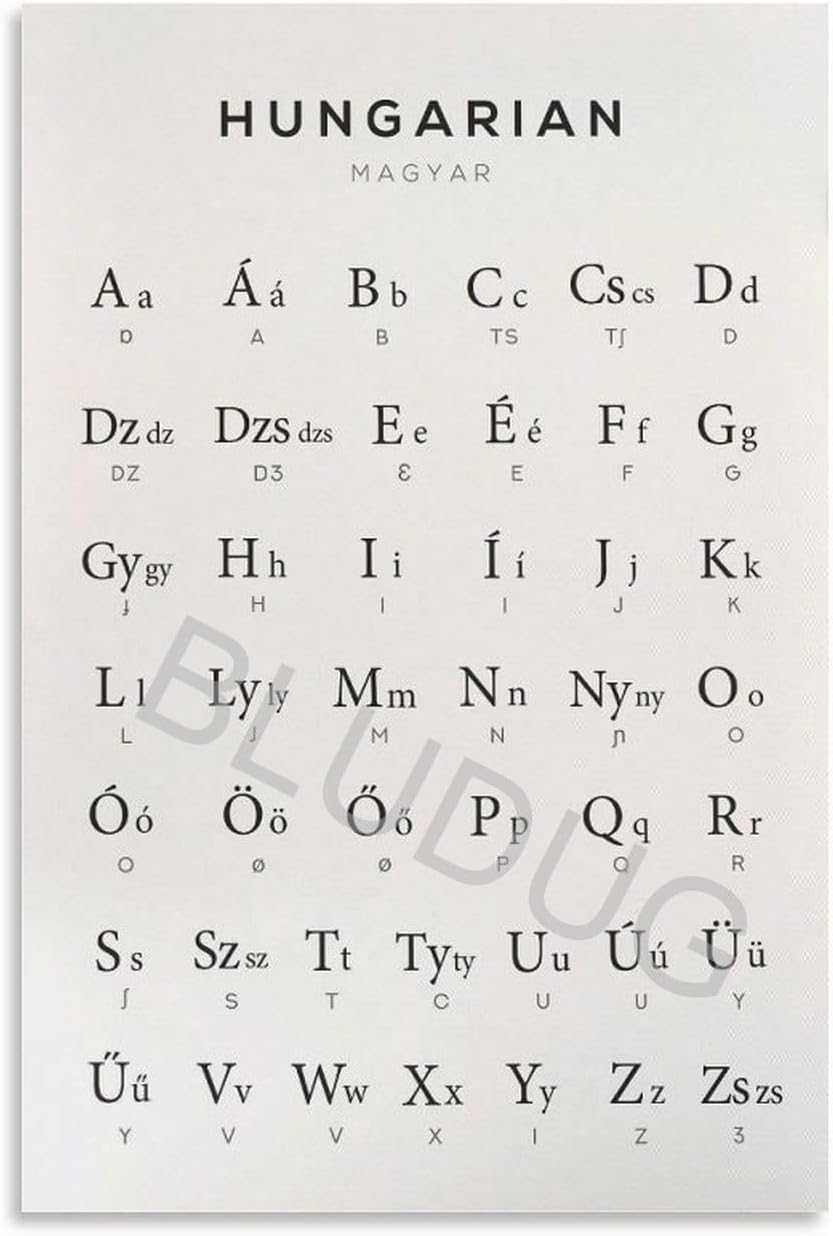 Amazon.com: BLUDUG Hungarian Alphabet Chart Posters Hungarian Language ...