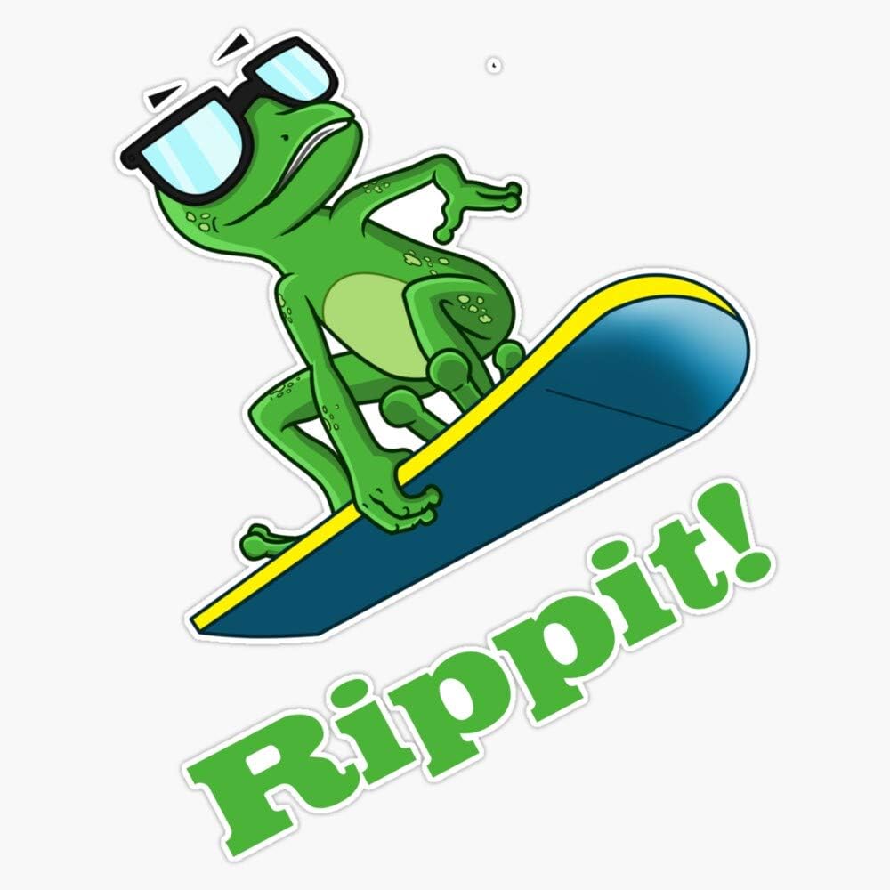 Amazon.com - Cool Frog On A Snowboard. Vinyl Waterproof Sticker Decal ...
