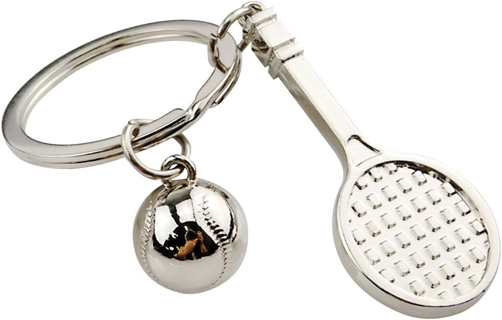 Amazon.com: Honbay 1PCS Metal Cute Mini Tennis Racket Ball Set Key Ring ...