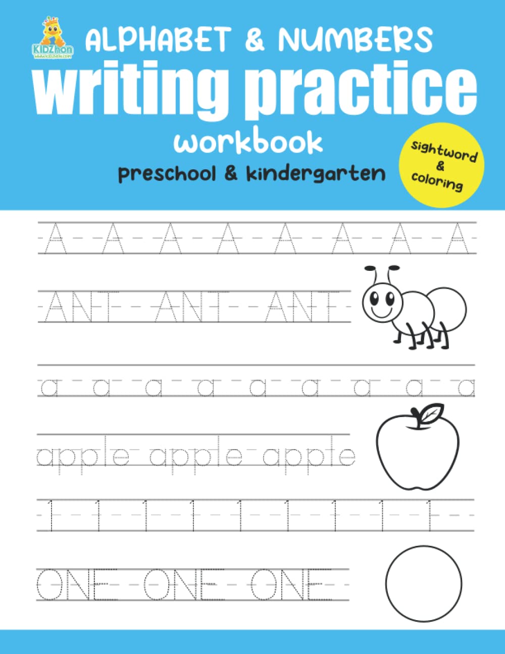 Buy Alphabet and Numbers writing practice workbook 3-6years old (KIDZHON) trace color words ...