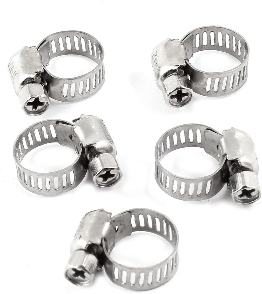 Amazon.com: Uxcell Stainless Steel 8mm Wide Adjustable Hose Clamp (5 ...