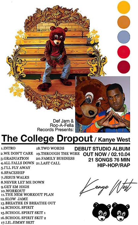 Amazon.com: MAIHOR Kanye West Poster The College Dropout Album Cover ...