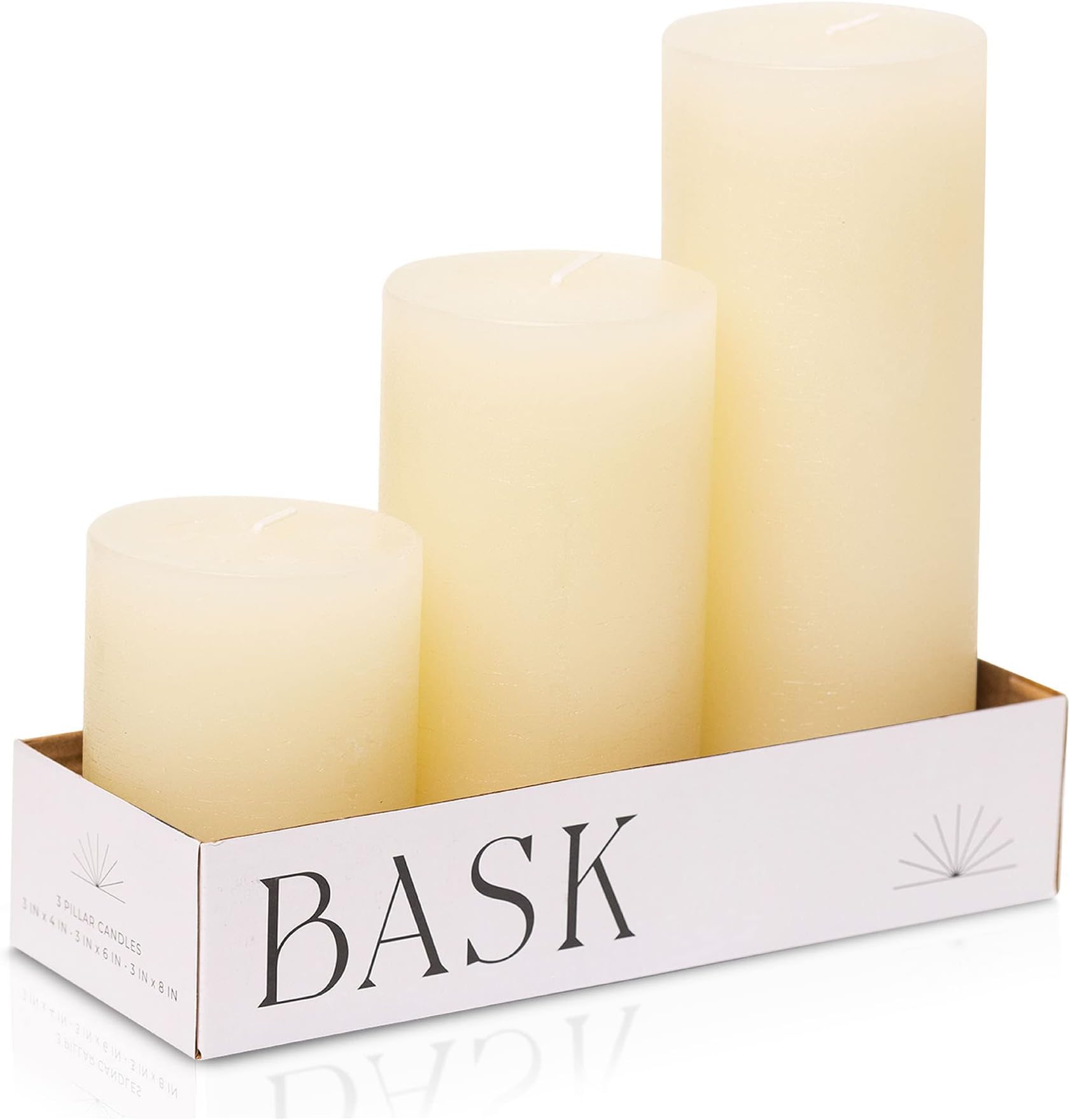 Amazon.com: BASK Mottled Pillar Candles - Unscented Ivory Pillar ...