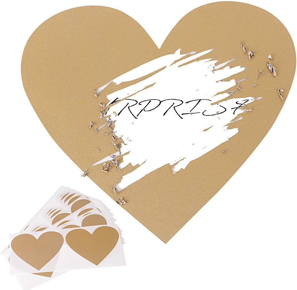 Pack of 50, Heart Scratch Off Sticker - 8 x 7cm, Gold : Amazon.co.uk ...