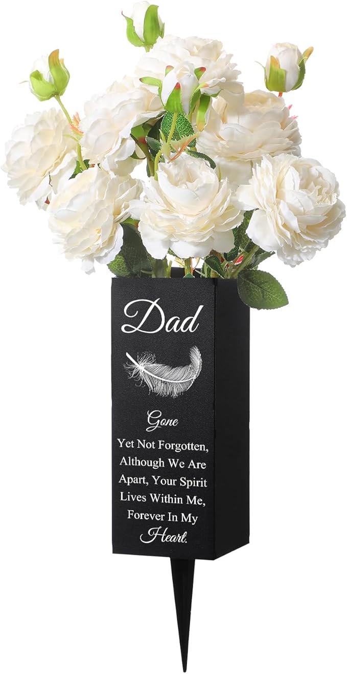 Amazon.com: Geosar Dad Cemetery Vases for Grave Metal Cemetery Grave ...