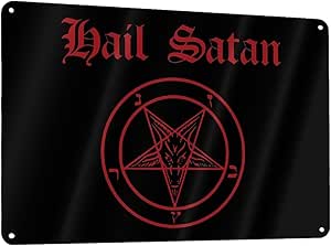 Amazon.com: Hail Satan Satanic Pentagram Metal Aluminum Sign Decoration ...
