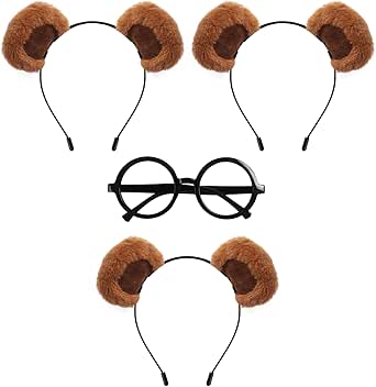 Amazon.com: 4Pack Chipmunk Ears Headband and Round Frame Glasses Set ...