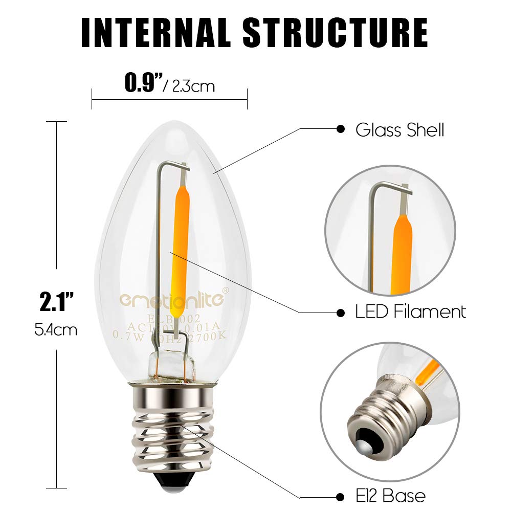 Snapklik.com : Night Light Bulbs, LED C7 Bulb, E12 Candelabra Base ...