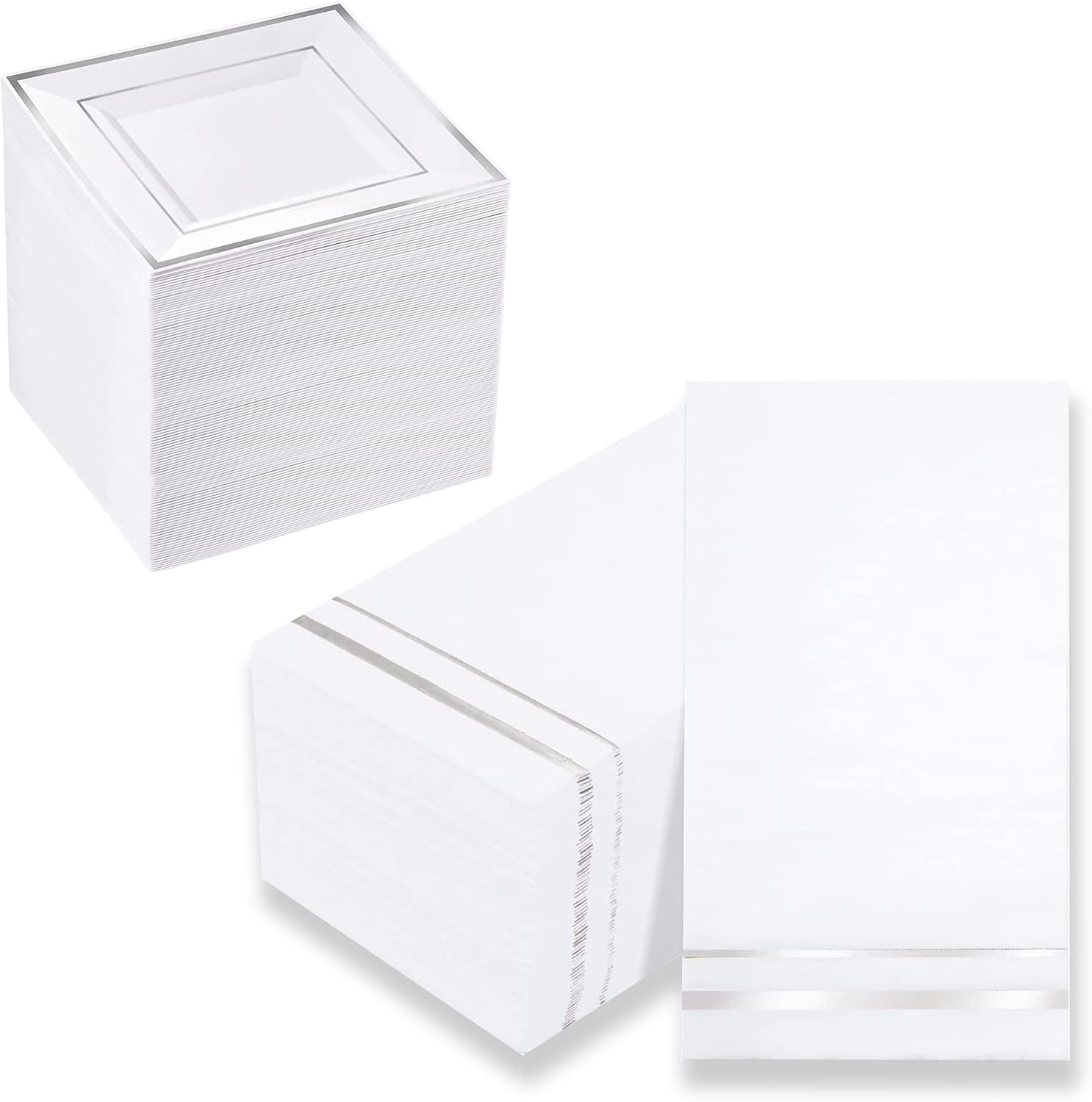 Amazon.com: bUCLA 100PCS 6inch Silver Square Plastic Plates-100-Count 3 ...