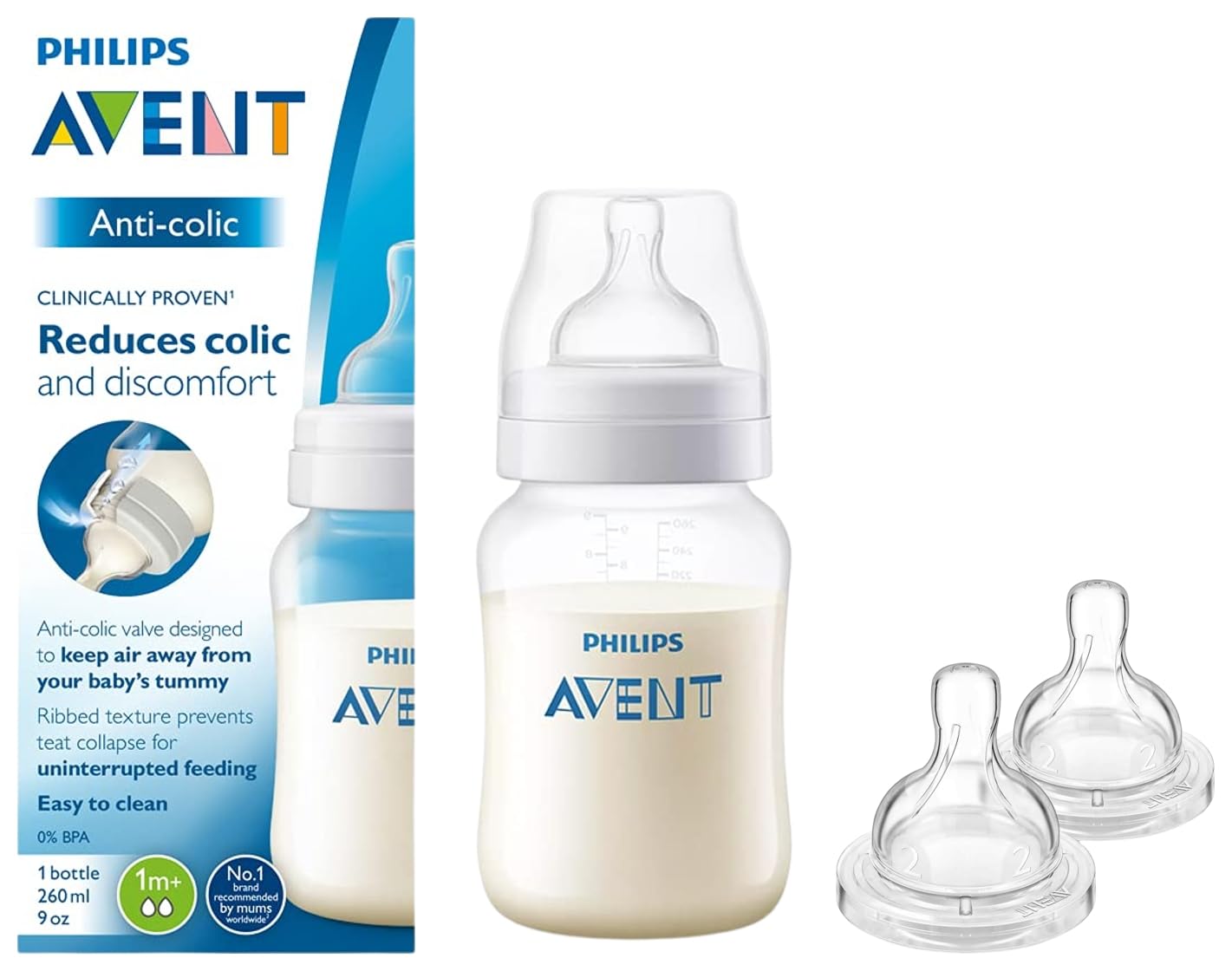 Buy Philips Avent Classic Teat 2 Holes Slow Flow - 2 Pieces (1 Month ...