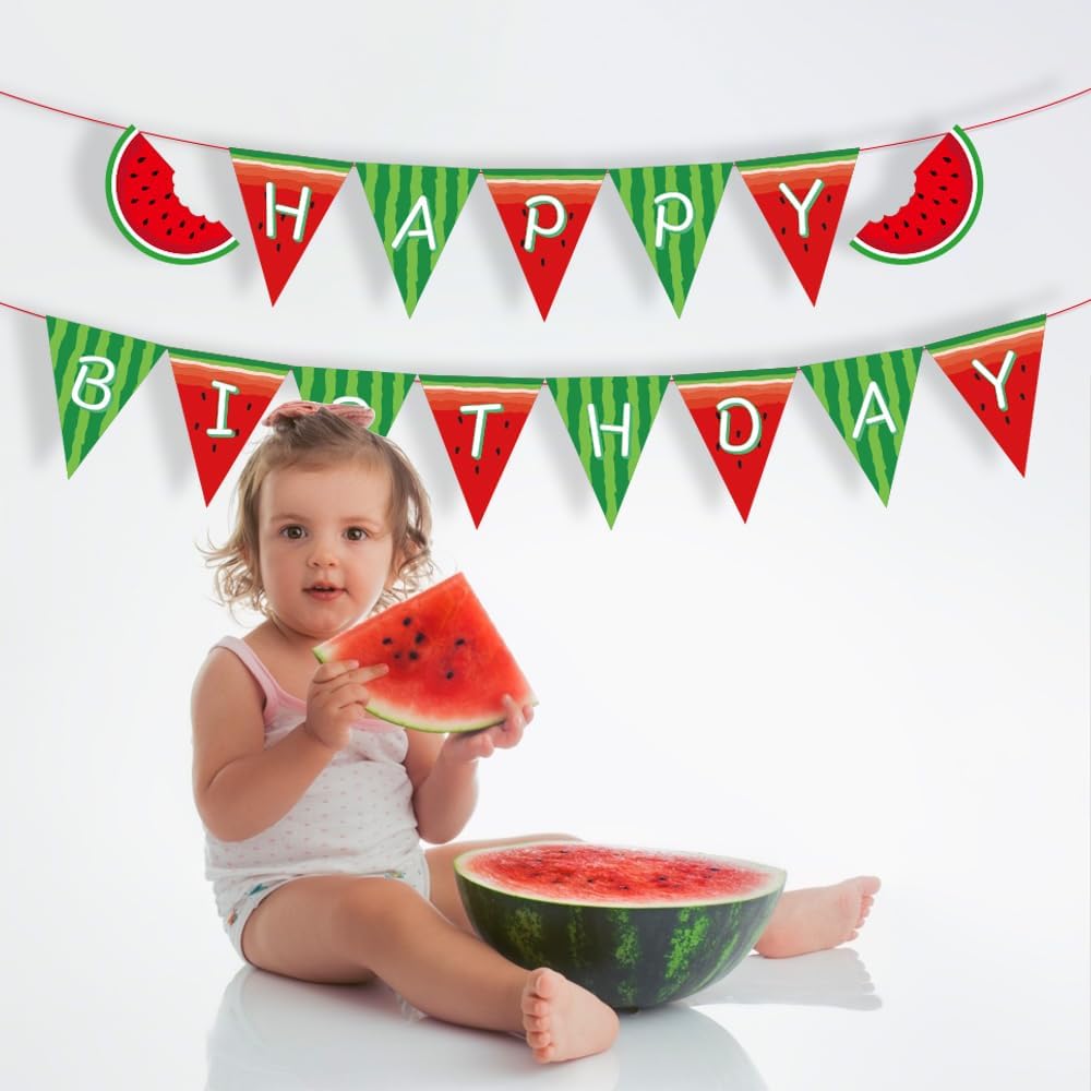 Amazon.com: Anor WishLife Watermelon Birthday Banner,One In A Melon ...
