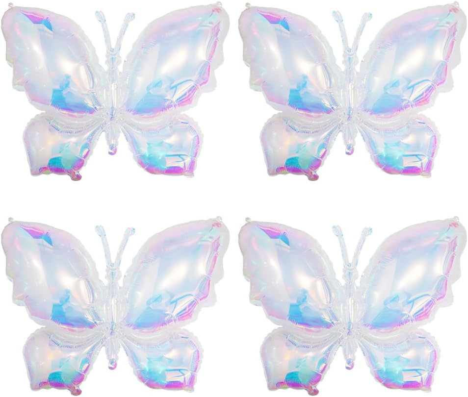 Amazon.com: Deermon Clear Rainbow Iridescent Butterfly Balloon, Jumbo ...