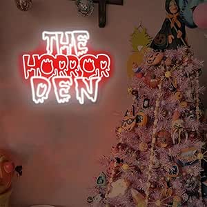 ZHZQWLJWJ THE HORROR DEN Neon Sign,Macabre, Gothic room decor, Movie ...