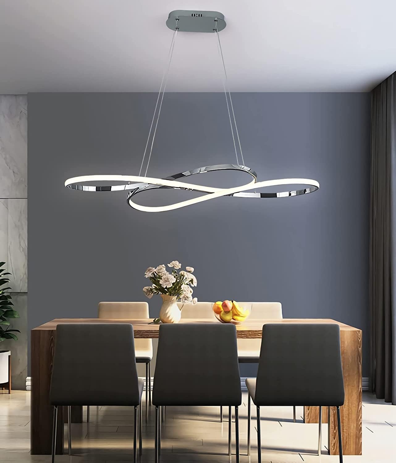 Huilefu Simple Modern dimmable Chrome Pendant Light, Adjustable Height ...