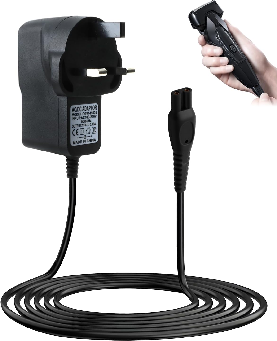 15V 0.36A Charger Compatible with Philips HQ8505 Razor, Power Adapter ...