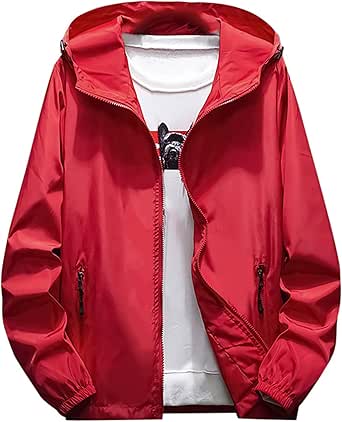 RTRDE Mens Rain Jacket Lightweight Waterproof Coated Hooded Jacket ...