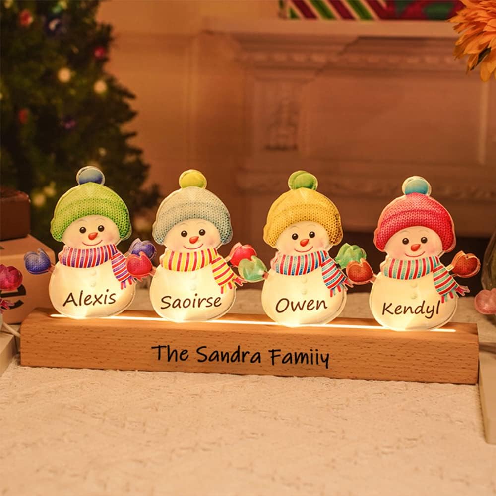 Amazon.com: Personalized Christmas Snowman Night Light Custom Family ...