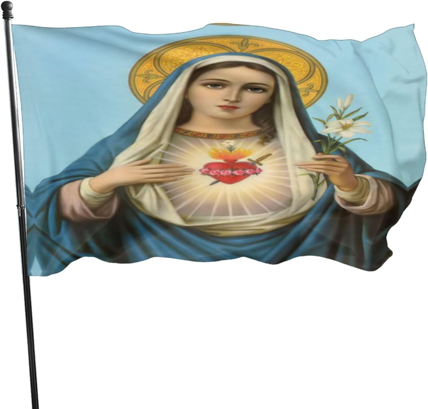 Amazon.com : Virgin Mary Flag 3x5 Ft Outdoor Flag Banner Flags Indoor ...
