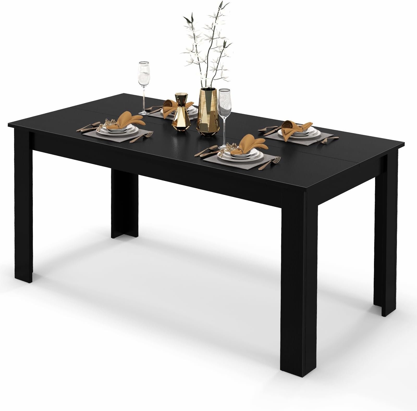 Tribesigns Grande table de salle à manger rectangulaire en bois de 157 ...